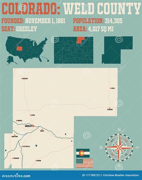 Map Of Weld County In Colorado State On White Background Single County