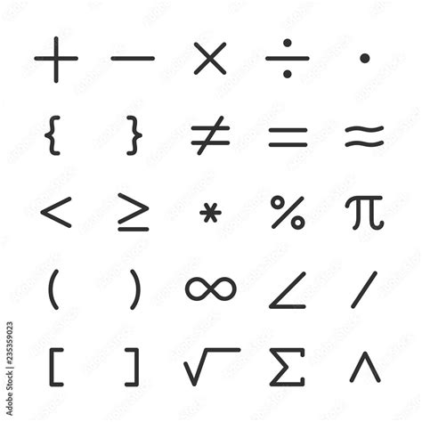 Math Symbols Icon Set Mathematical Calculations Line With Editable Stroke Stock Vector