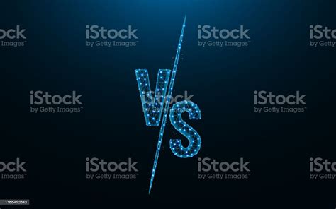 대결 낮은 폴리 디자인 경쟁 경기 게임 추상 기하학적 이미지 대 기호 와이어 프레임 메쉬 다각형 벡터 일러스트 는 어두운 파란색