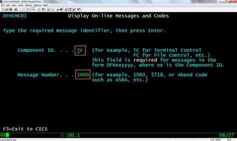 Universo Cobol Transacción Cmac Mensajes De Error Cics