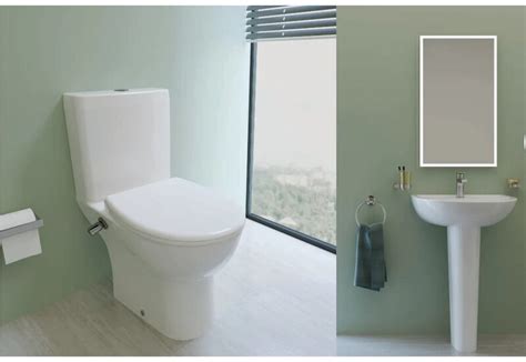 طقم حمام روزيتا مرحاض كامل ذاتى الغلق و حوض 60 سم العامود الطويل من سان