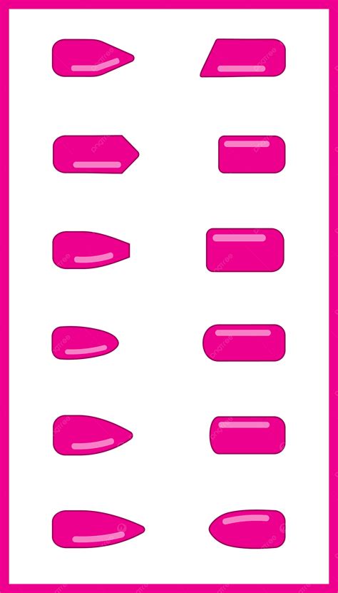 Vector Shapes Of Different Fashion Pink Nails Fingernails Design Mock