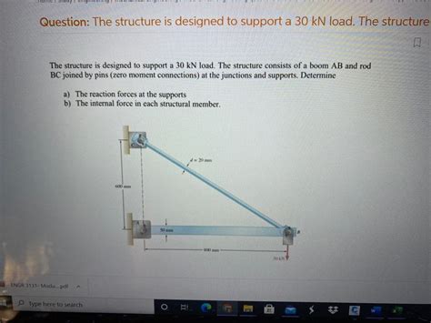 Solved Question The Structure Is Designed To Support A 30