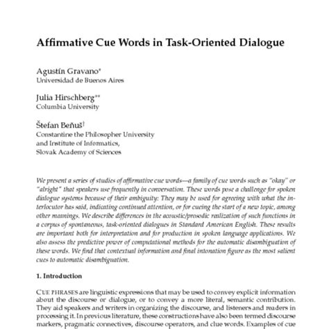 Affirmative Cue Words In Task Oriented Dialogue Acl Anthology