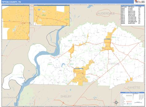Tipton County Tennessee Zip Code Wall Map Map