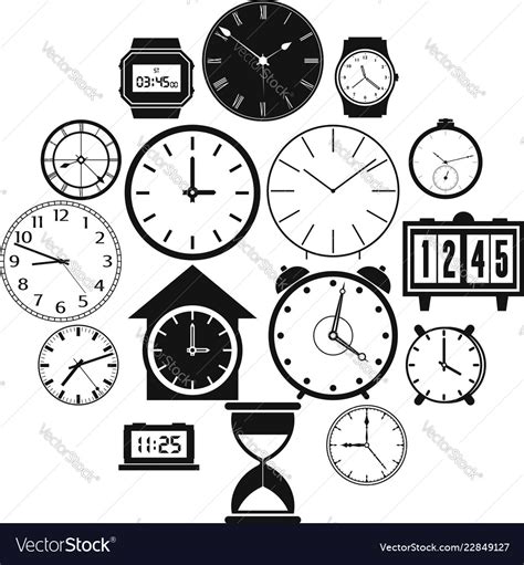Clocks Icons Set Royalty Free Vector Image VectorStock