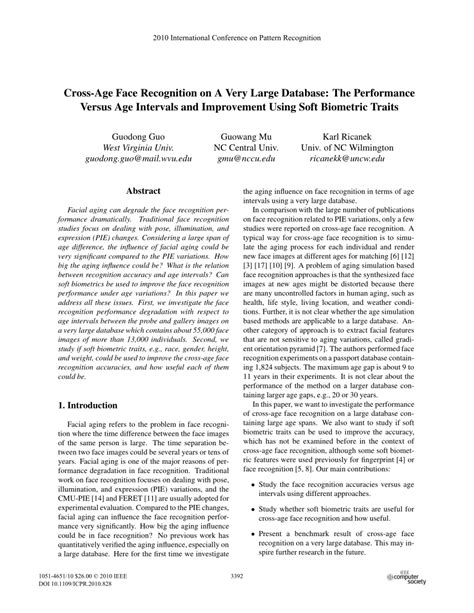 Pdf Cross Age Face Recognition On A Very Large Database The Performance Versus Age Intervals
