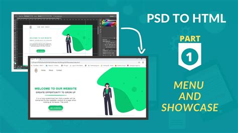 How To Convert Psd To Html Part 1 Menu And Showcase Area Youtube