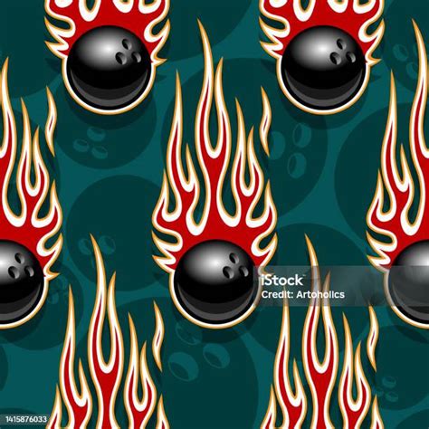 볼링공과 부족 화재 불꽃 원활한 패턴 벡터 그래픽 벽지 및 포장지 디자인 개념에 대한 스톡 벡터 아트 및 기타 이미지 개념 개념과 주제 구 Istock