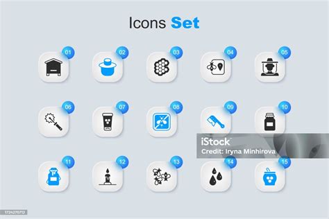 꿀 방울 화장품 튜브 양봉가 보호 모자 항아리 국자 스틱 꿀벌용 하이브 및 중지 아이콘을 설정합니다 벡터 0명에 대한 스톡 벡터 아트 및 기타 이미지 Istock