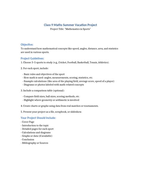 Class 9 Maths Project Mathematics In Sports Pdf Class 9 Maths Project Mathematics In Sports Pdf