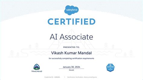 Vikash Kumar Mandal ☁️ On Linkedin Salesforceai Certificationcompletion Aiinnovation