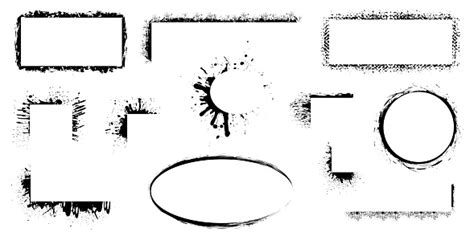 스프레이 스텐실 프레임 컬렉션 검은 색 은 고립 에어로졸 페인트 텍스처 그런지 테두리로 설정된 빈 그런지 프레임 디자인용