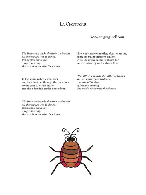 La Cucaracha Dance Lyrics In English Pdf
