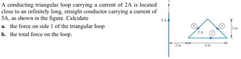 Solved A Conducting Triangular Loop Carrying A Current Of A Chegg Com