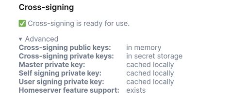 element r get the cross signing settings panel working · issue 25318
