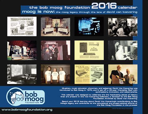 MATRIXSYNTH Bob Moog Foundation Announces 2016 Calendar
