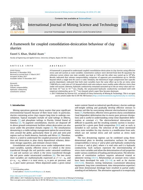 Pdf A Framework For Coupled Consolidation Desiccation Behaviour Of