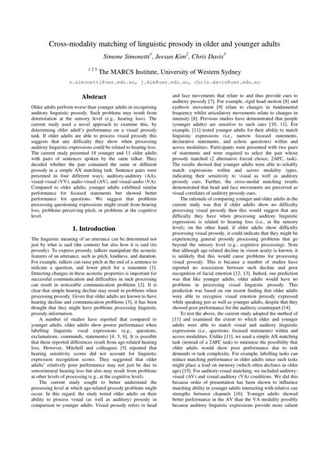 Pdf Cross Modality Matching Of Linguistic Prosody In Older And