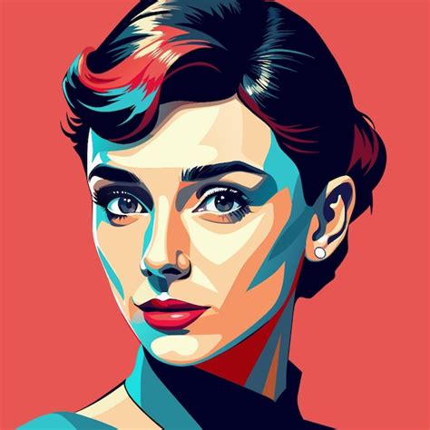 Audrey Hepburn Realistic Vector Illustration Flat 2 Premium Ai