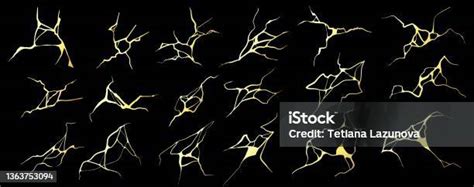 골드 킨츠기 균열과 균열블랙 대리석 무늬 고급 황금 일본 모자이크 디자인 빈티지 파손 효과 벡터 텍스처 세트 0명에 대한 스톡 벡터 아트 및 기타 이미지 Istock