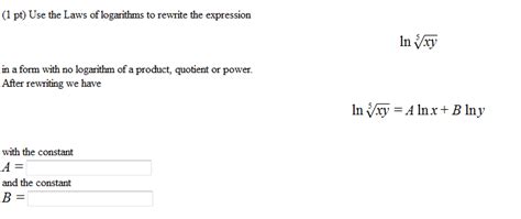 Solved Use The Laws Of Logarithms To Rewrite The Expression Chegg Com