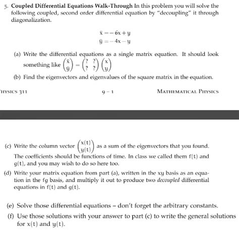 Solved Coupled Differential Equations Walk Through In This