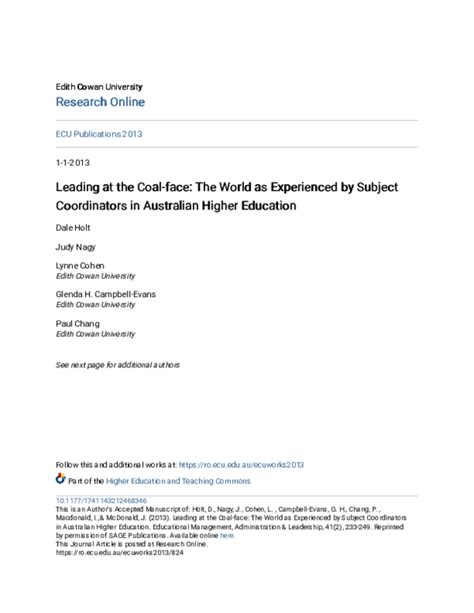 Pdf Leading At The Coal Face