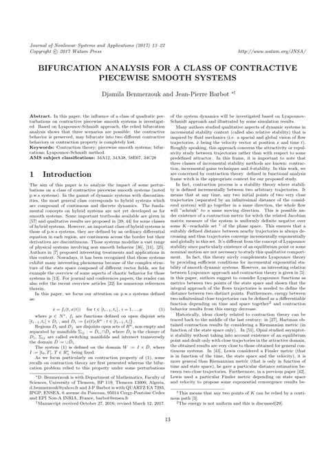 Pdf Bifurcation Analysis For A Class Of Contractive Piecewise Smooth Systems