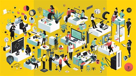 Creative Office Team Poster Featuring Collaborative Design And Innovation Tools Stock