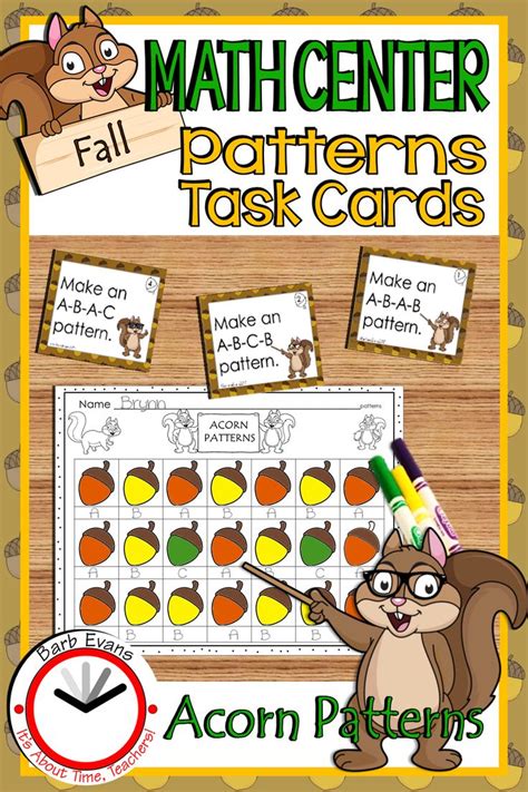 Patterning Math Center Fall Theme Making Patterns Task Cards Math Activity In 2024 Patterns