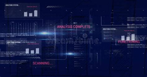 Animation Of Scanning Analysis Complete Text And Charts Processing Data On Interface Screen