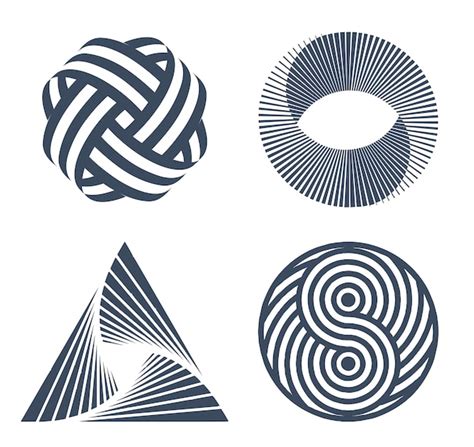 Premium Vector Set Of Abstract Geometric Striped Shapes