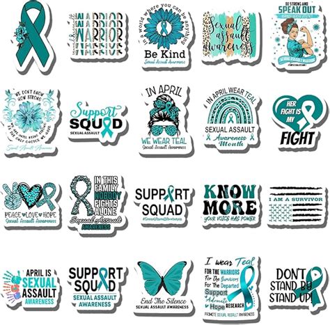 Unilyly 20 Pcs Sexual Assault Awareness Ribbon Vinyl