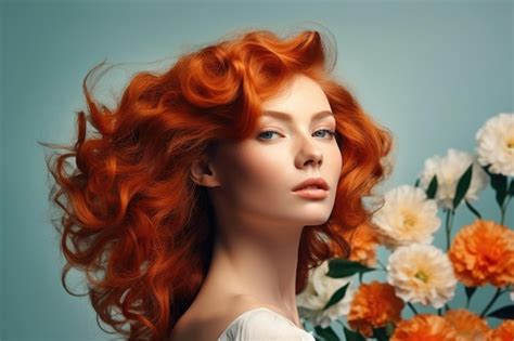 Premium Photo Pretty Redhead Woman In Spring Season