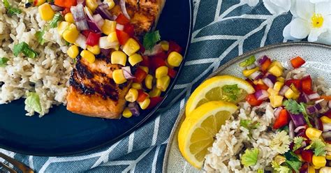 Сьомга с кафяв басмати ориз Дневникът на мама Ели