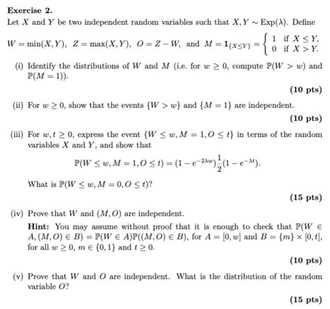 Solved Exercise 2 Let X And Y Be Two Independent Random