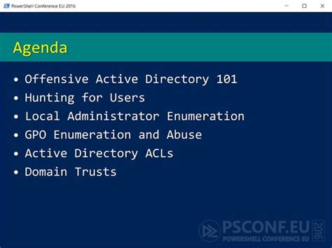 Psconfeu Offensive Active Directory With Powershell Pptx