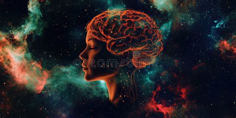 Human Brain Silhouette Cosmic Space Vibrant Colors Neural Connections