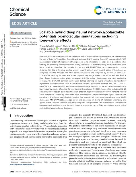 Pdf Scalable Hybrid Deep Neural Networkspolarizable Potentials Biomolecular Simulations
