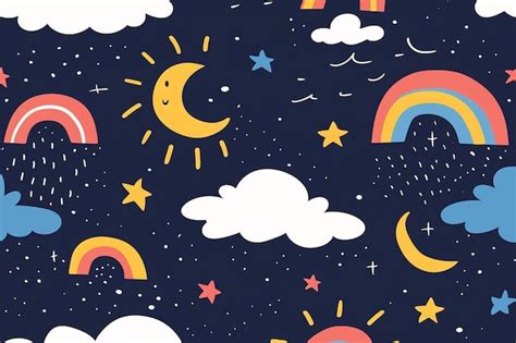 Weather Elements Pattern Design Premium Ai Generated Image