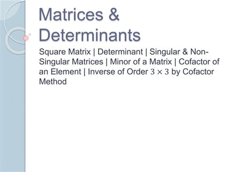 Inverse Of Matrices By Cofactor Method Pptx