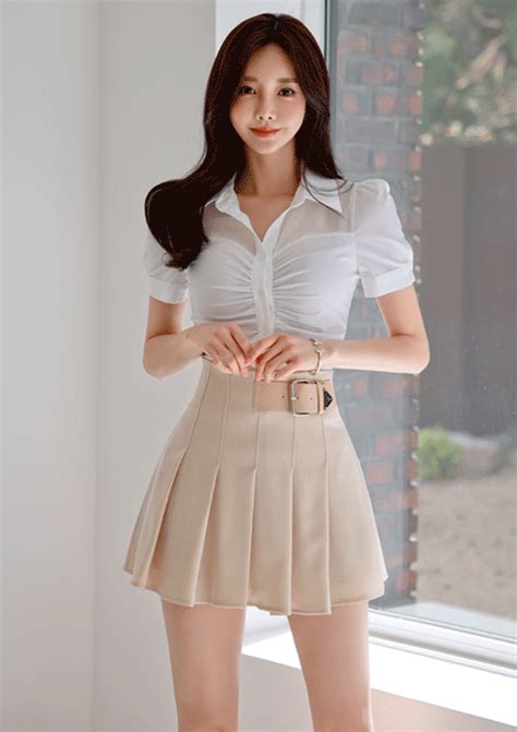 T Nani [아냐 주름 블라우스] 여성용 옷 여성 패션 아시아의 아름다움