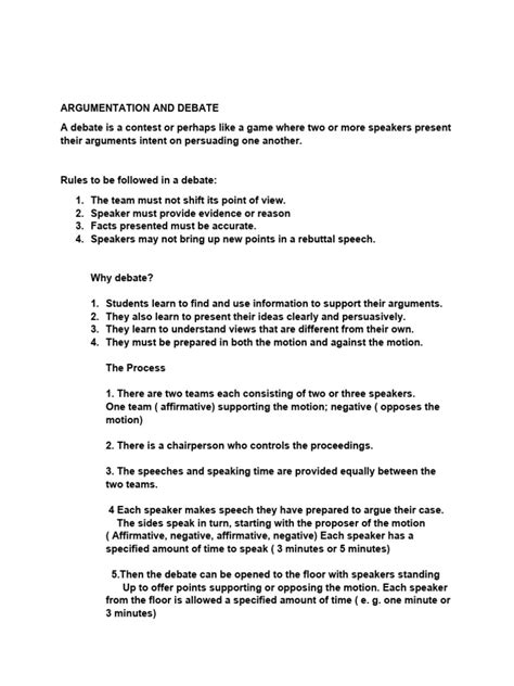 Argumentation And Debate Part 1 Pdf Human Communication