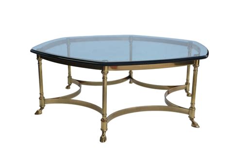 Labarge Hexagonal Brass Glass Coffee Table Mary Kays Furniture
