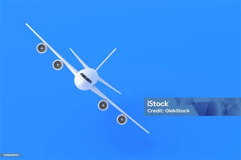 파란색 배경에 현대 여객기 전세 항공편 항공 운송 국제 항공사 휴가 관광 여행 공간을 복사합니다 3d 렌더링 관광에 대한 스톡 사진 및 기타 이미지 Istock