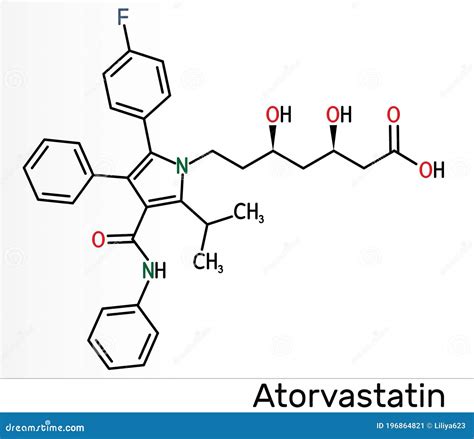 Atorvastatin Structural Formula And Spacefill Structure Stock