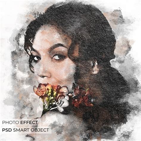 잉크 얼룩 사진 효과 무료 Psd 파일