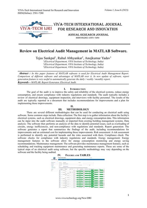 Review On Electrical Audit Management In Matlab Software Pdf