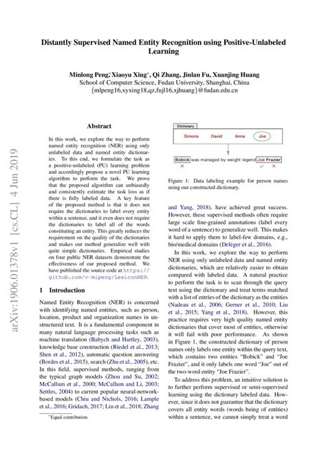 distantly supervised named entity recognition using positive unlabeled